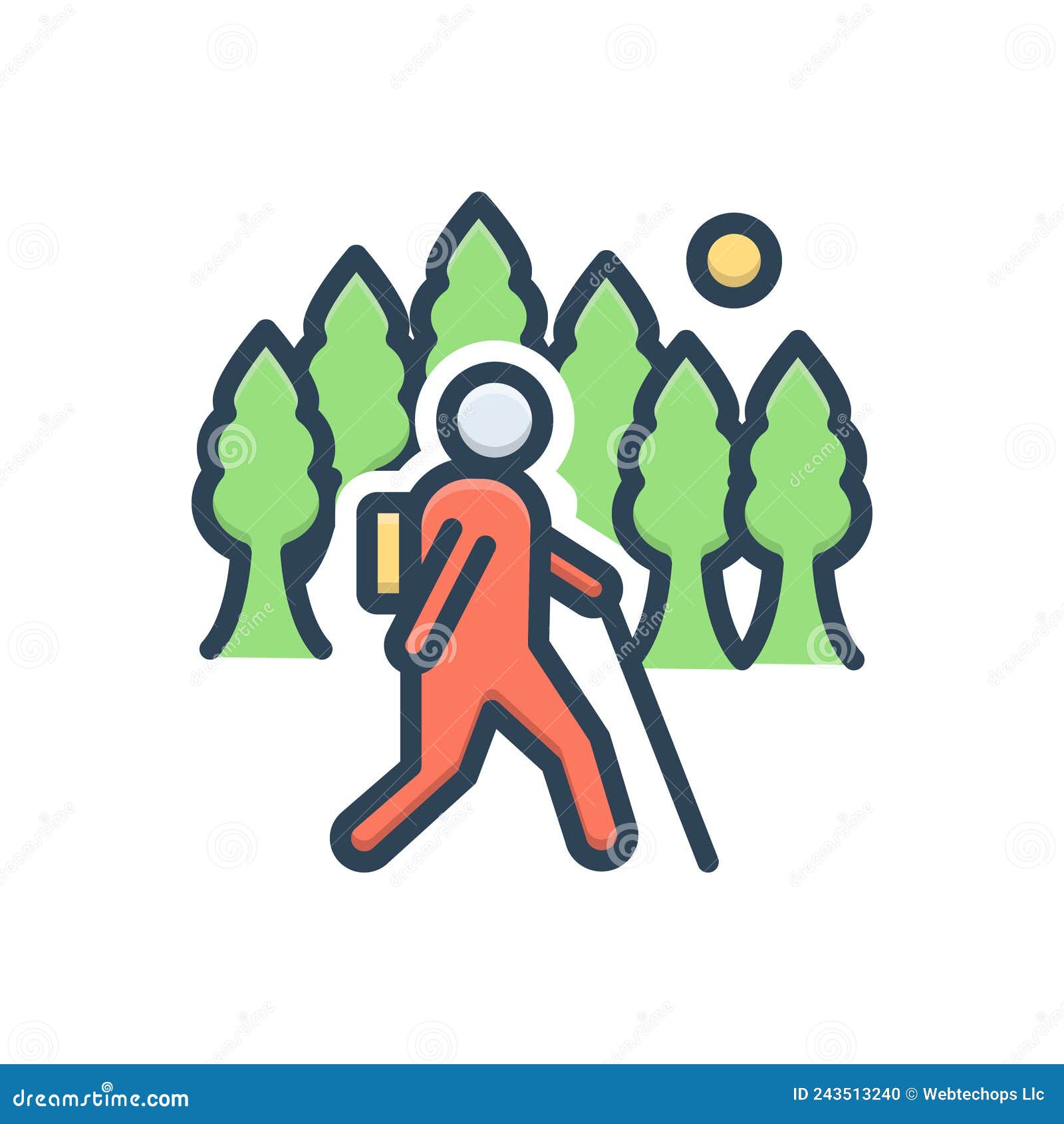 Color Illustration Icon for Wander, Tramp and Trudge Stock Illustration ...