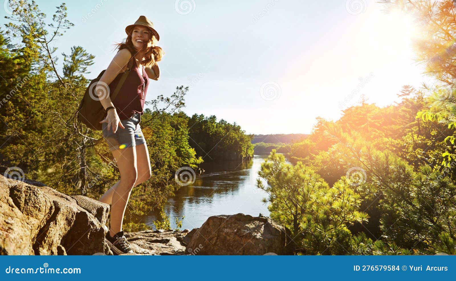 Wander without Purpose or Reason. a Young Woman Out Hiking. Stock Photo ...