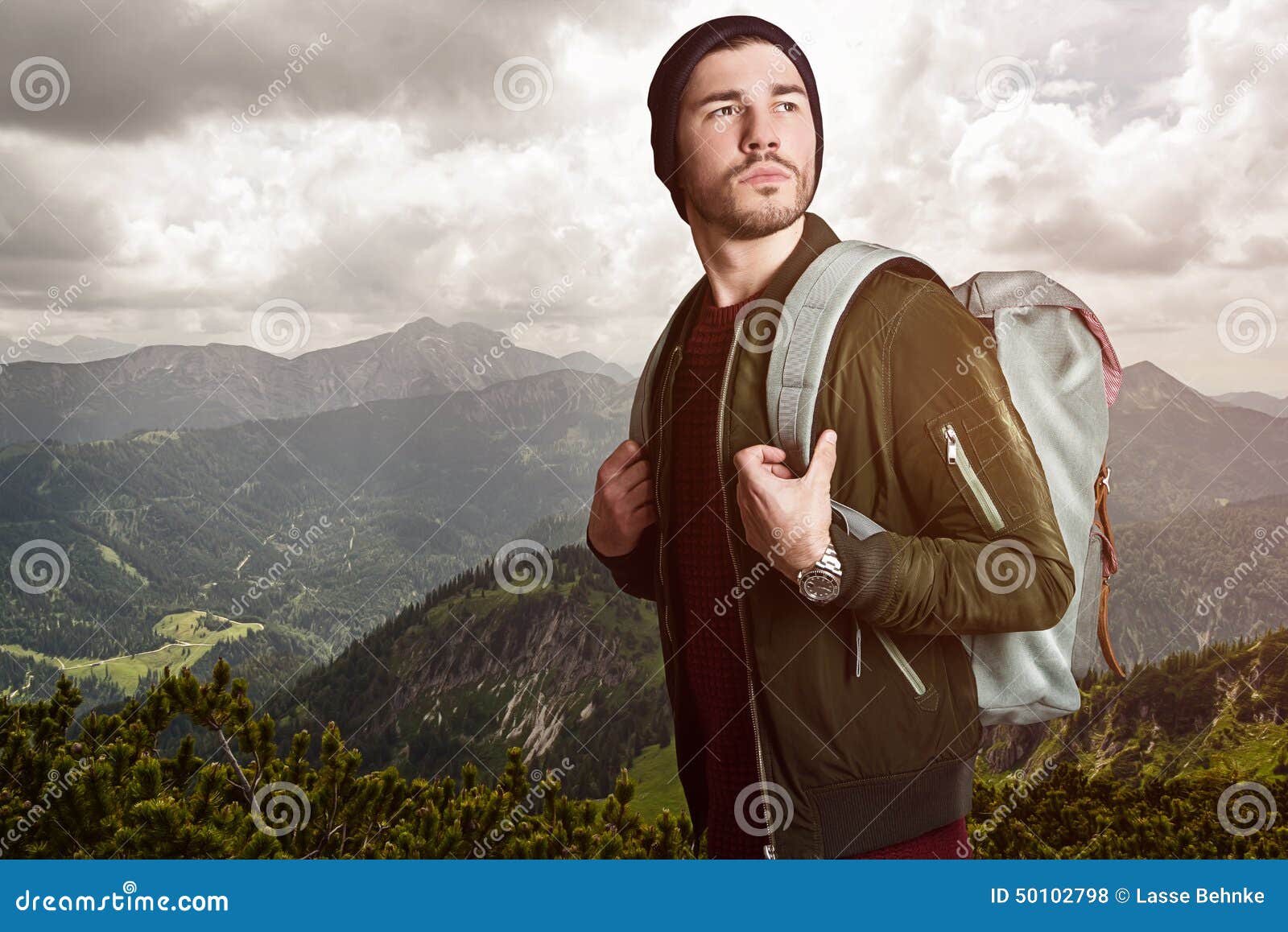 Wanderer stock photo. Image of mountains, front, switzerland - 50102798