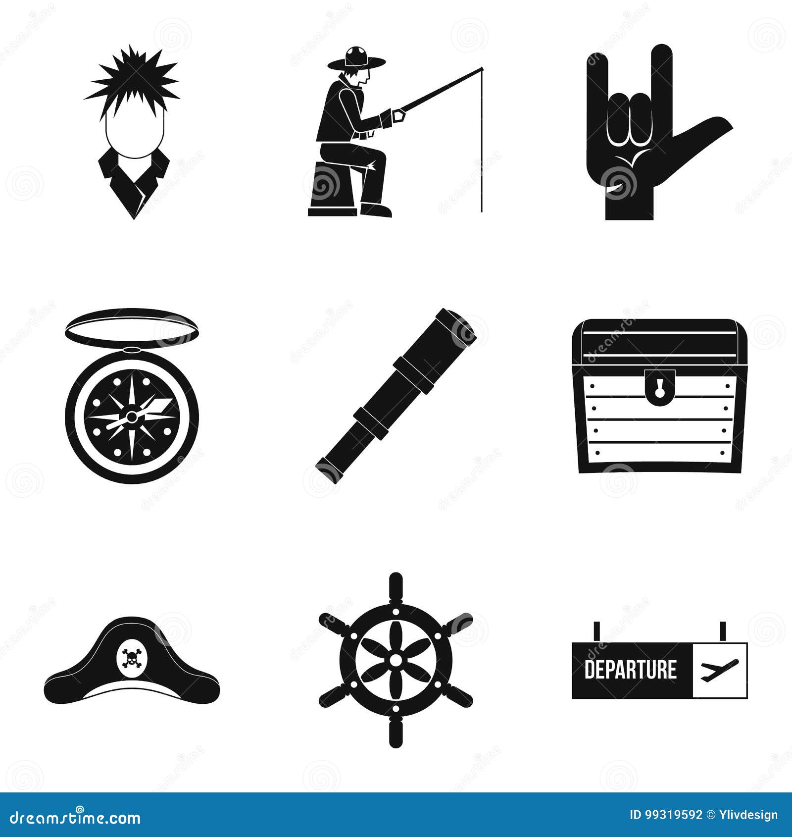 Wanderer Icons Set, Simple Style Stock Vector - Illustration of camp ...