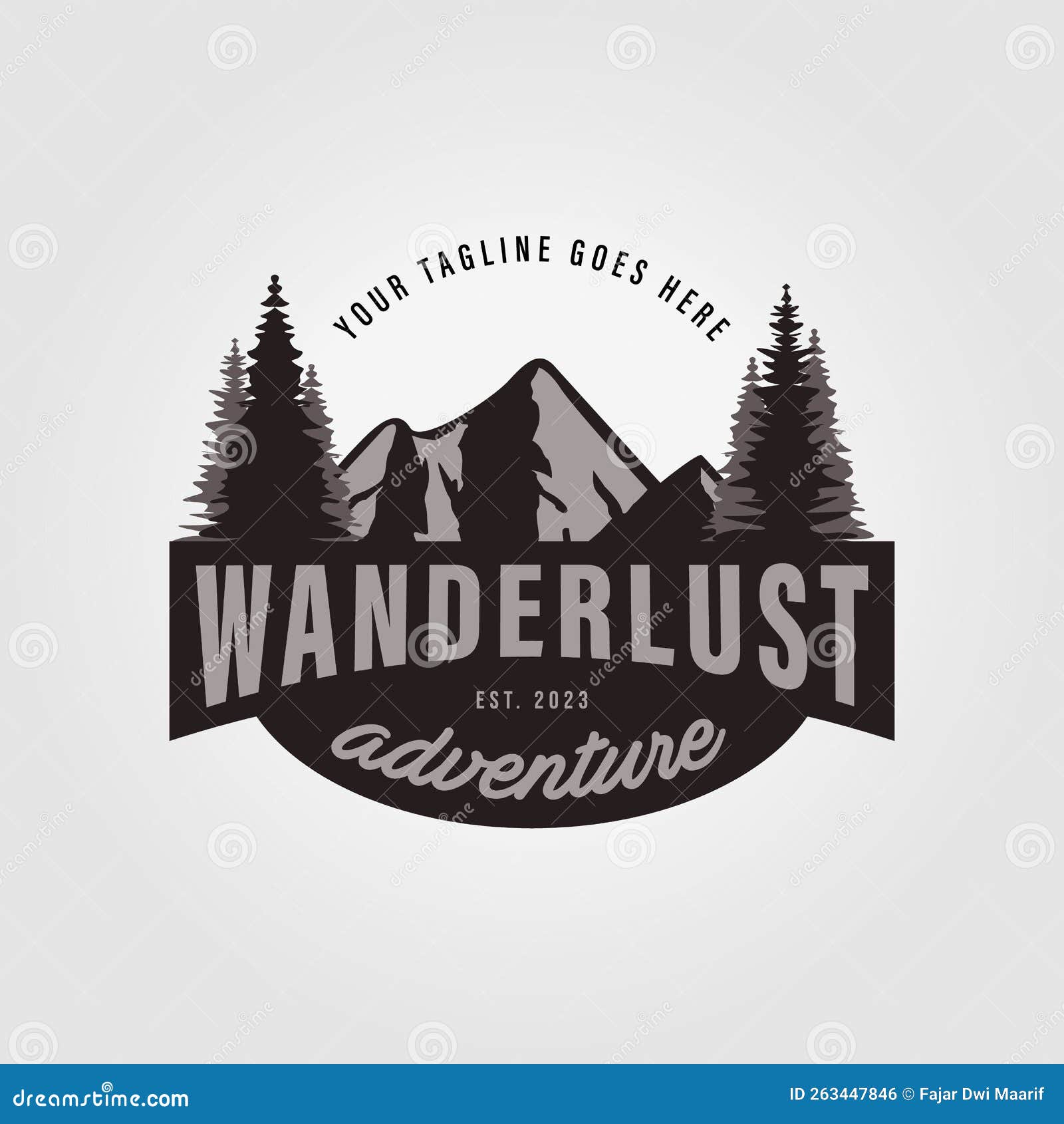 Wanderlust Mountain Adventure Logo Design Icon Vector Illustration ...