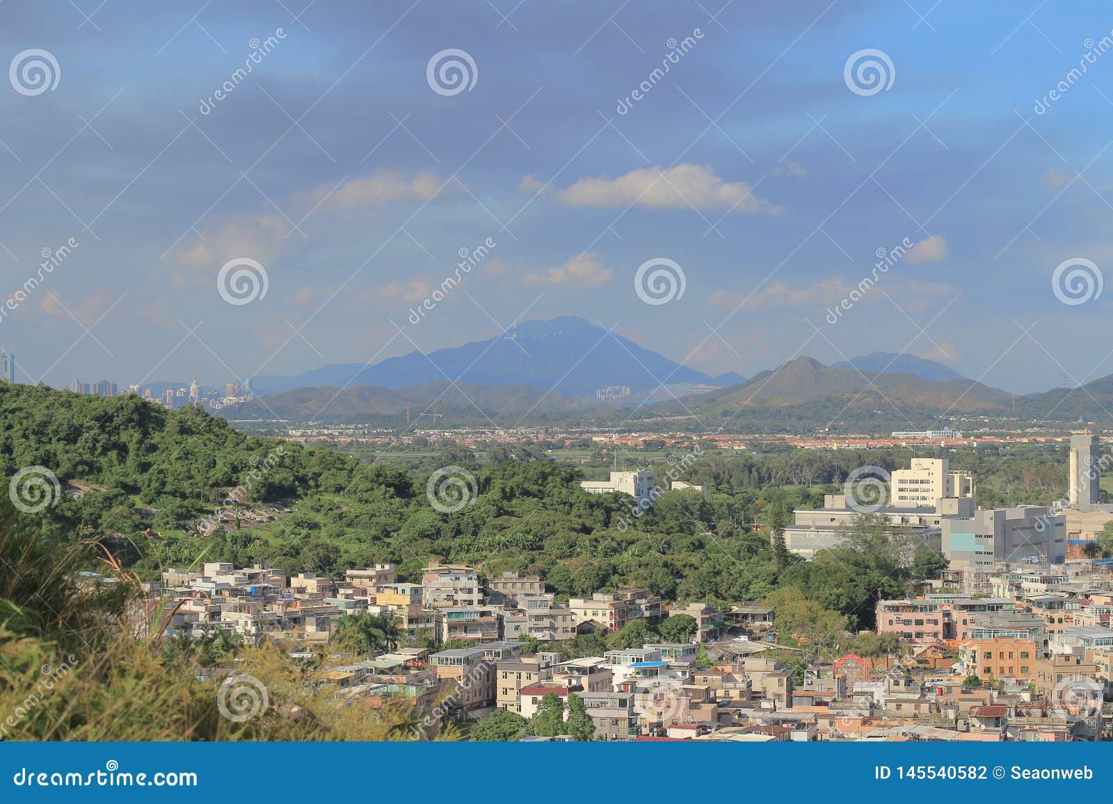 Wang Chau View of Yuen Long District in HK Stock Photo - Image of house ...