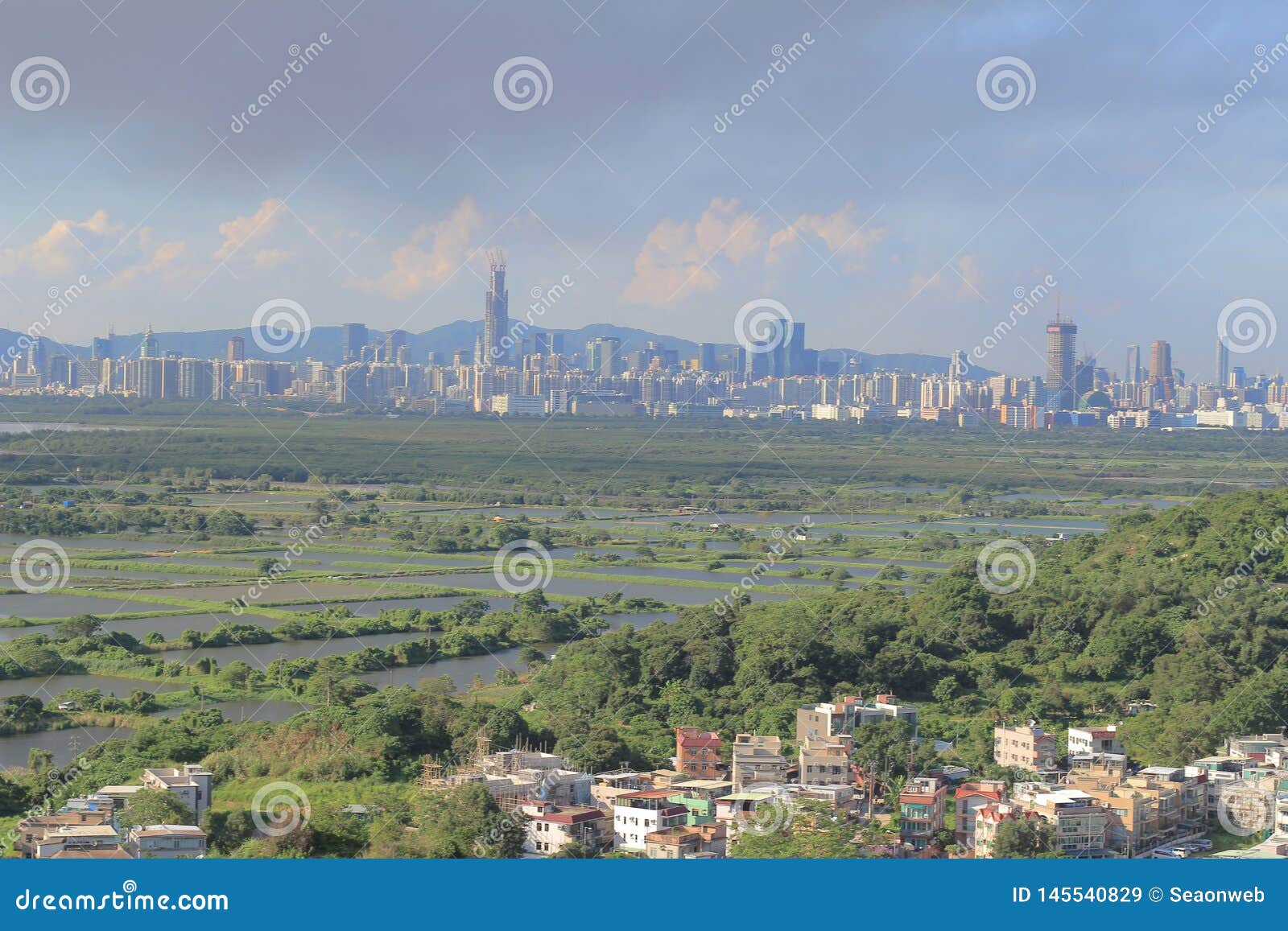 Wang Chau View of Yuen Long District in HK Stock Image - Image of wang ...