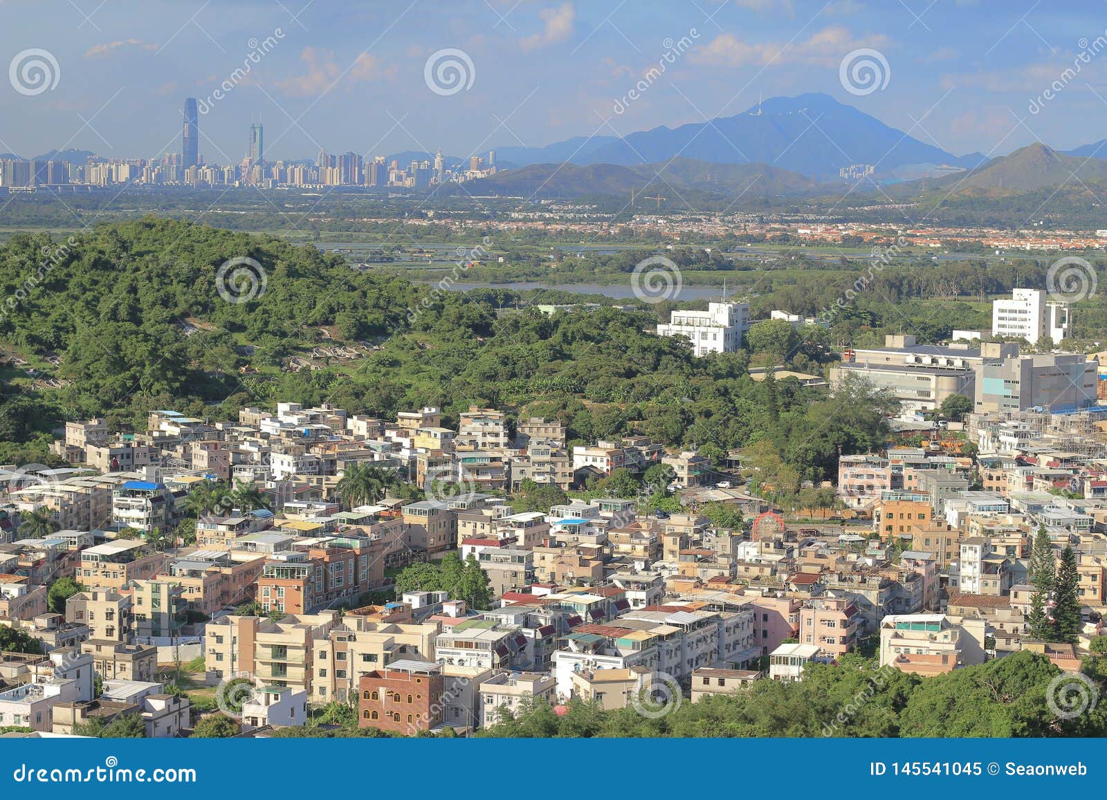 Wang Chau View of Yuen Long District in HK Stock Image - Image of busy ...