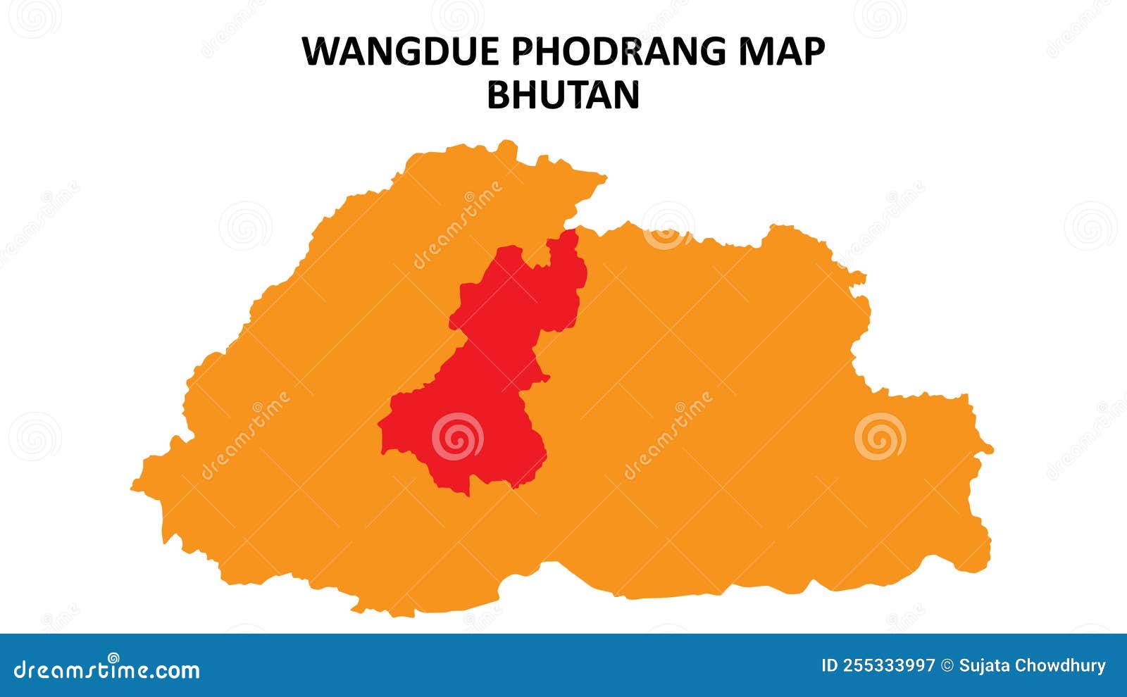 Wangdue Phodrang State and Regions Map Highlighted on Bhutan Map Stock ...