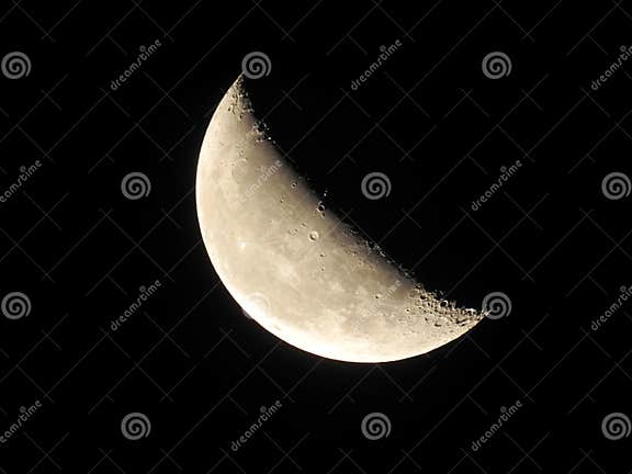 Waning Crescent Moon stock image. Image of craters, night - 76311733