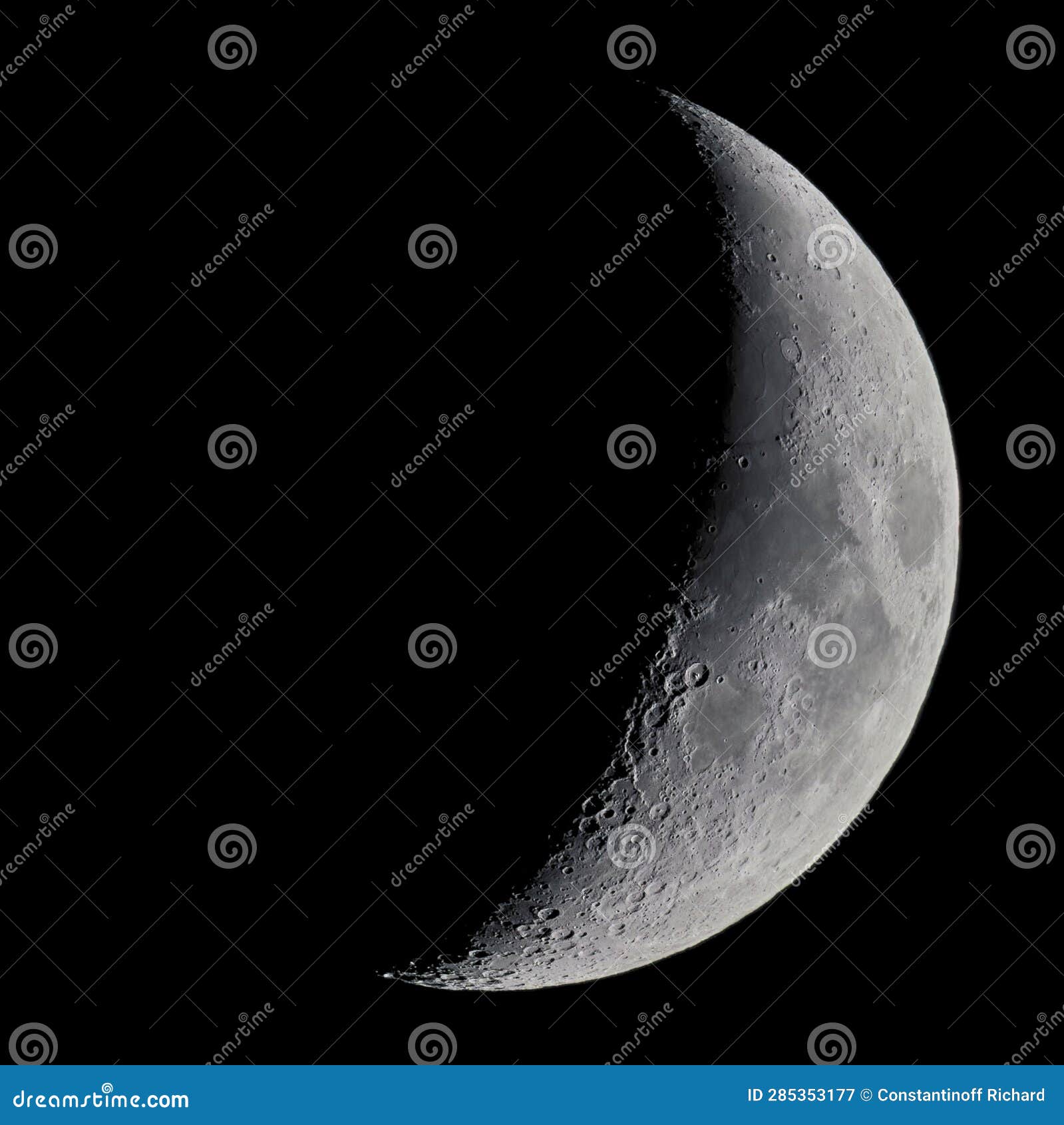 Waning Crescent Moon Phase - Sharp Details Stock Image - Image of high ...