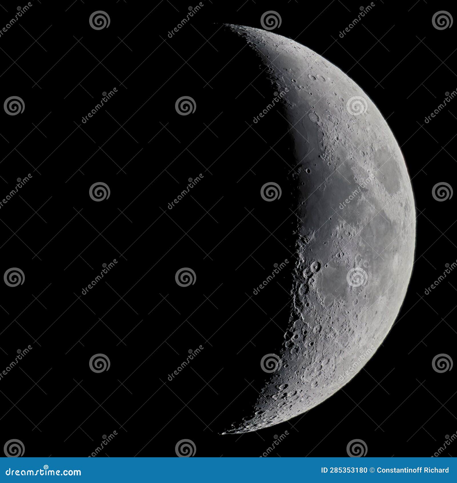 Waning Crescent Moon Phase - Sharp Details Stock Photo - Image of night ...
