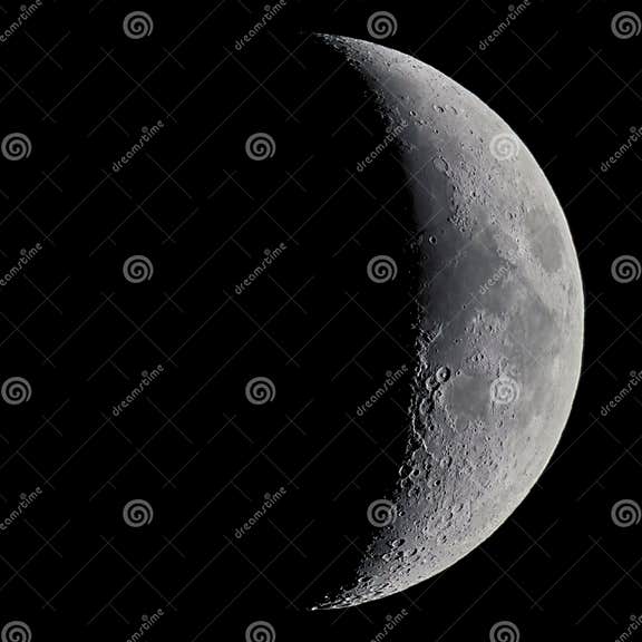Waning Crescent Moon Phase - Sharp Details Stock Photo - Image of night ...