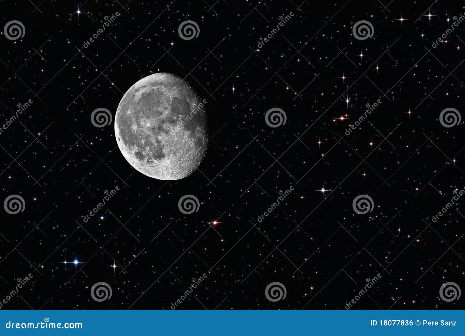 Waning Gibbous Moon among the Stars Stock Photo - Image of starlit ...