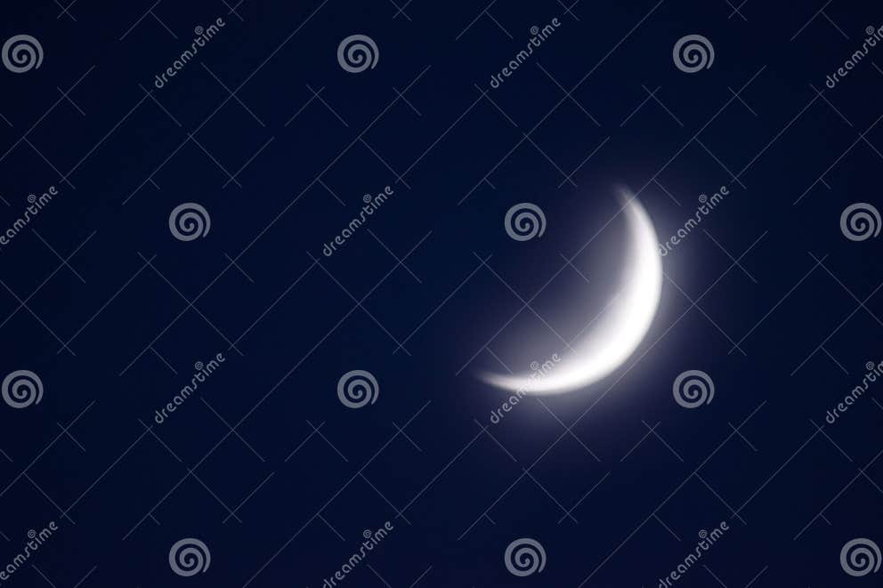 The Waning Moon in the Night Sky Stock Image - Image of space, whalf ...