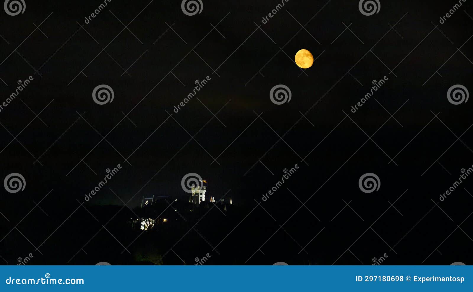 Waning moon stock photo. Image of night, star, streetlight - 297180698