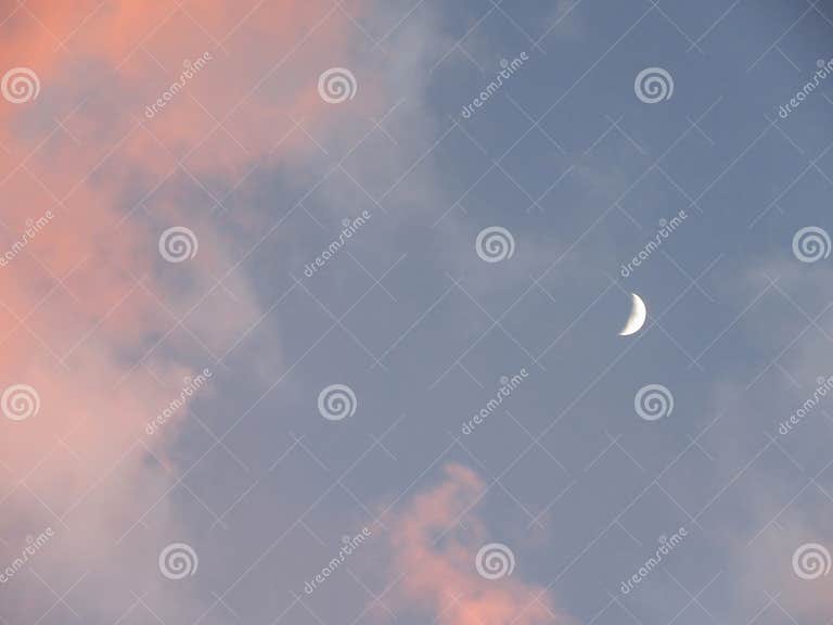 Waning moon stock image. Image of nature, crescent, sunset - 65099623