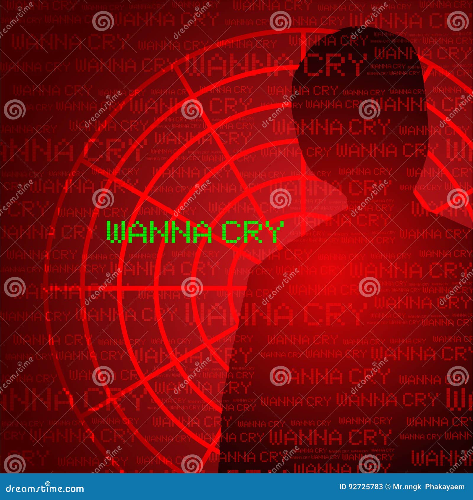 Malware Wanna Cry Ransom Ware Virus Encrypted Cartoon Vector ...