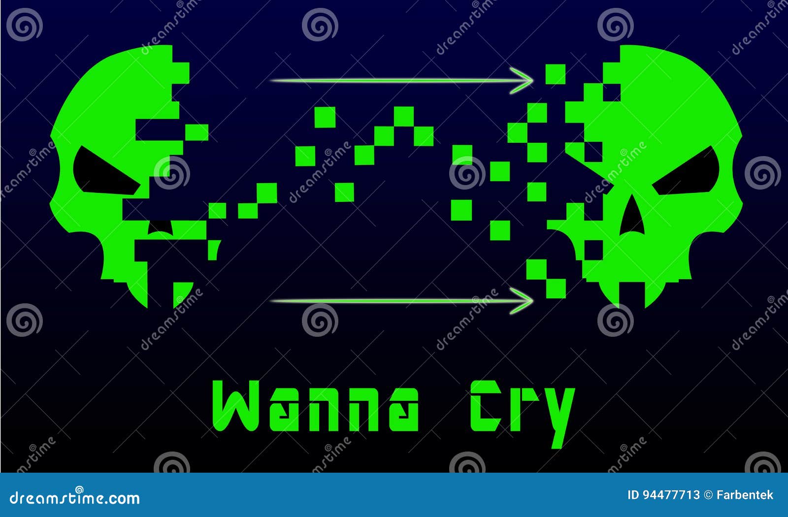 Wanna Cry Data Theft Skull. Malicious Code Hacker. Stock Vector ...