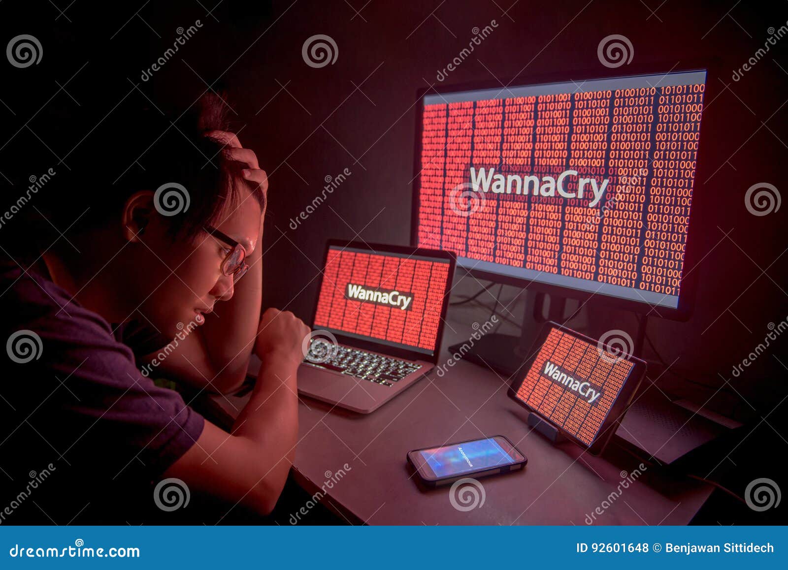WannaCry Ransomware Attack on Device Desktop Screen Stock Photo - Image ...
