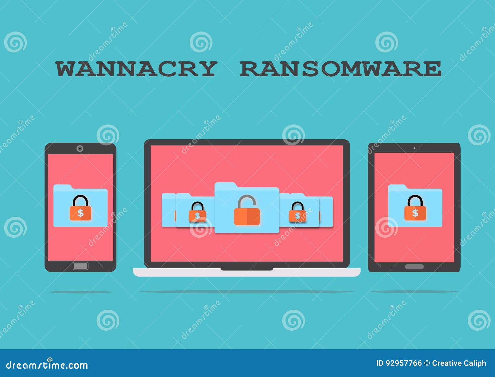 Wannacry Ransomware stock illustration. Illustration of alert - 92957766