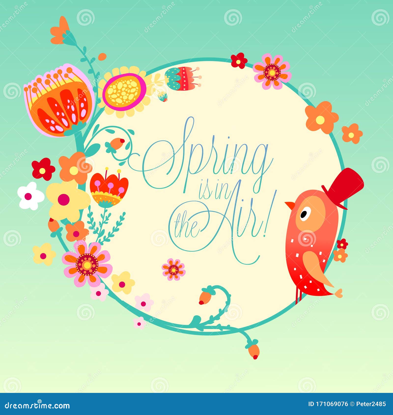 Decorative Spring is in the Air Floral Emblem Stock Vector ...