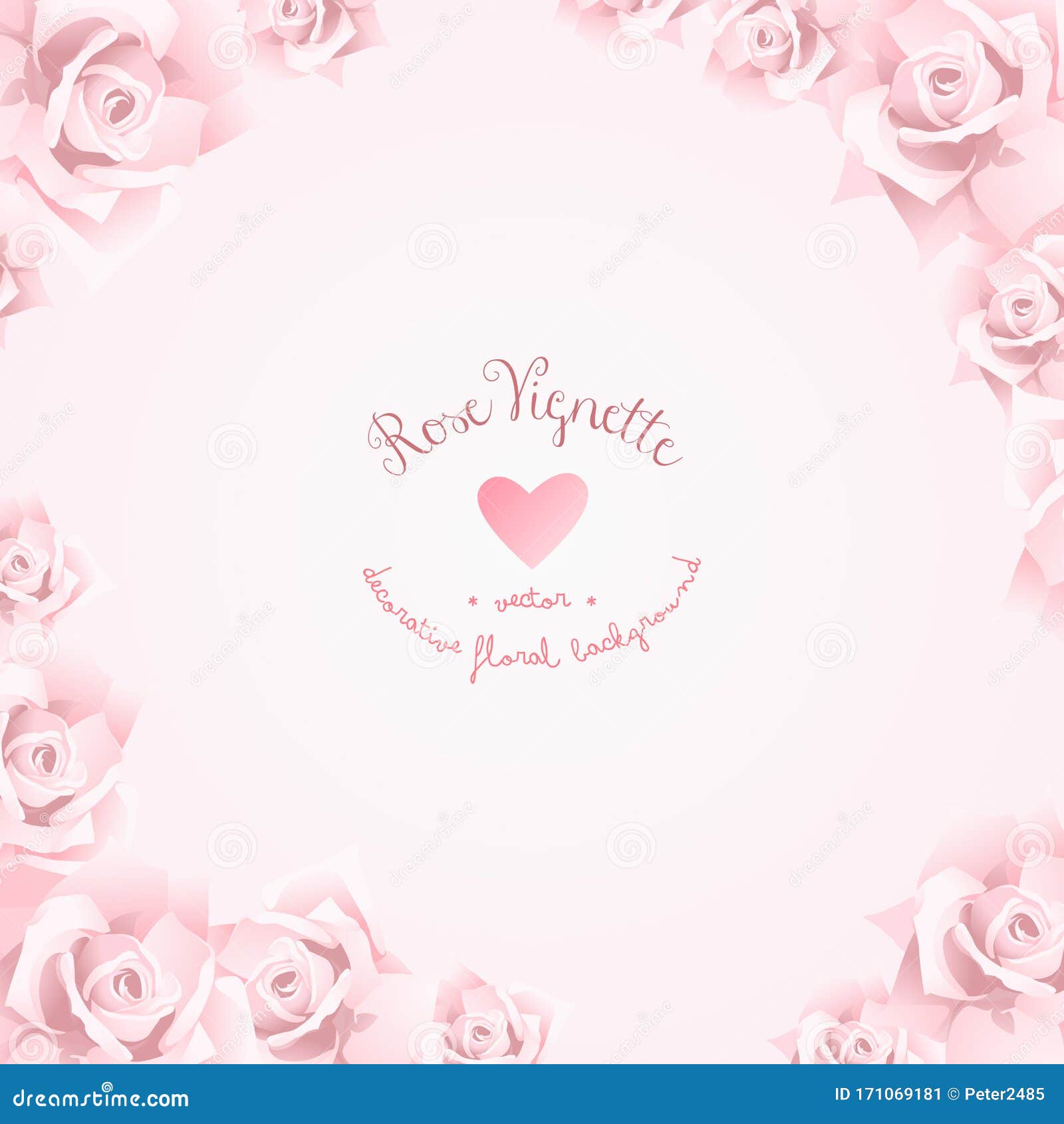 Decorative Romantic Floral Rose Vignette Background Stock Vector ...
