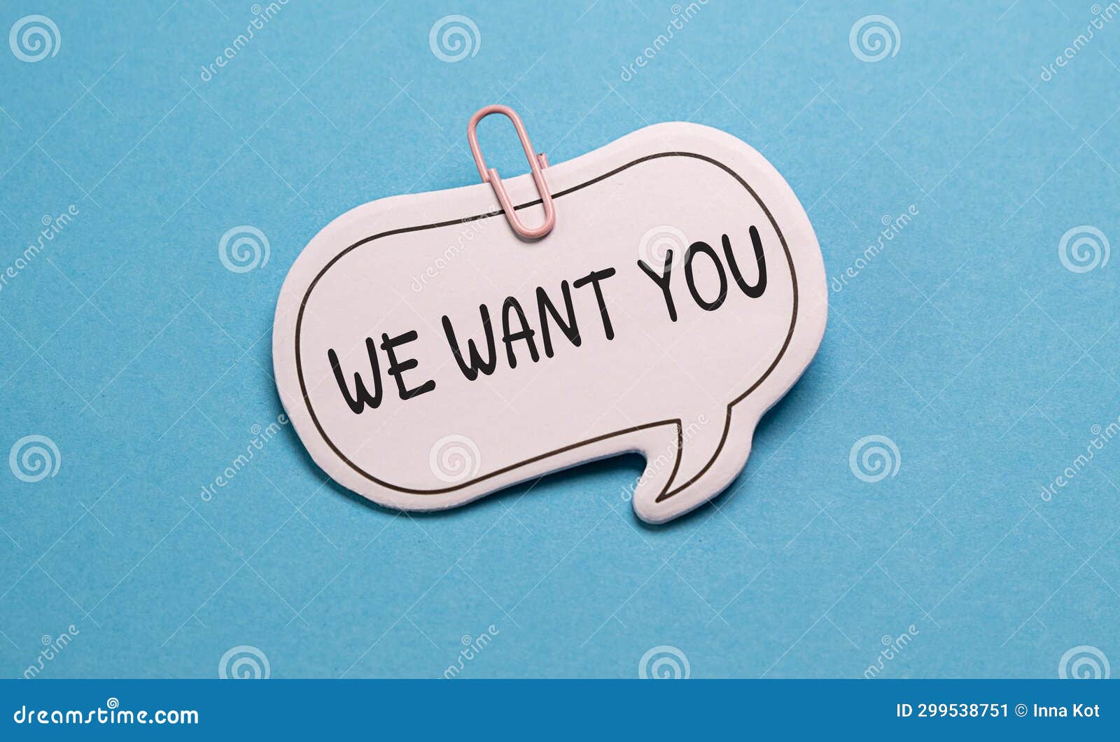 We Want You Text on Card Isolated on Blue Background. Stock Image ...