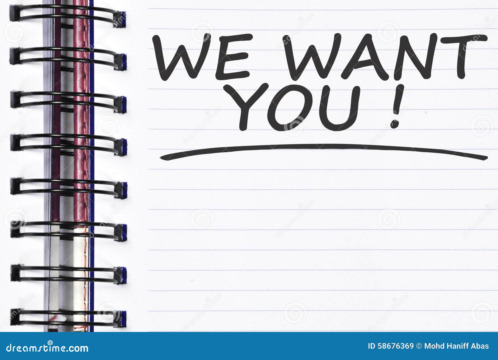 We Want You Words on Spring Note Book Stock Image - Image of employee ...