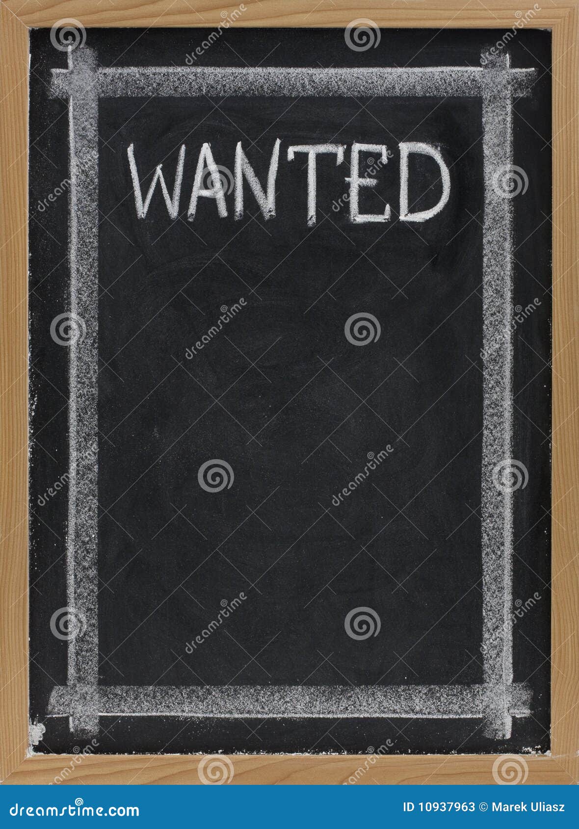Wanted - Blank Blackboard Sign Stock Image - Image of chalk, sign: 10937963