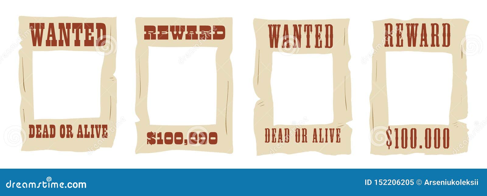 Wanted Dead or Alive Frame Stickers Stock Vector - Illustration of ...