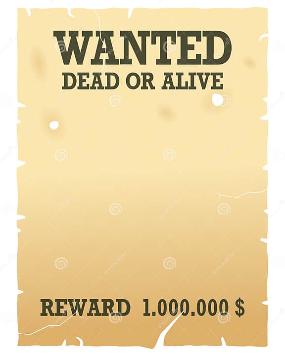 Wanted Dead or Alive Poster Stock Vector - Illustration of isolated ...