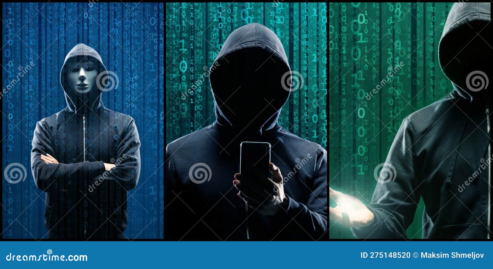 Wanted Hacker is Coding Virus Ransomware Using Abstract Binary Code. Concept of Cyberattack ...