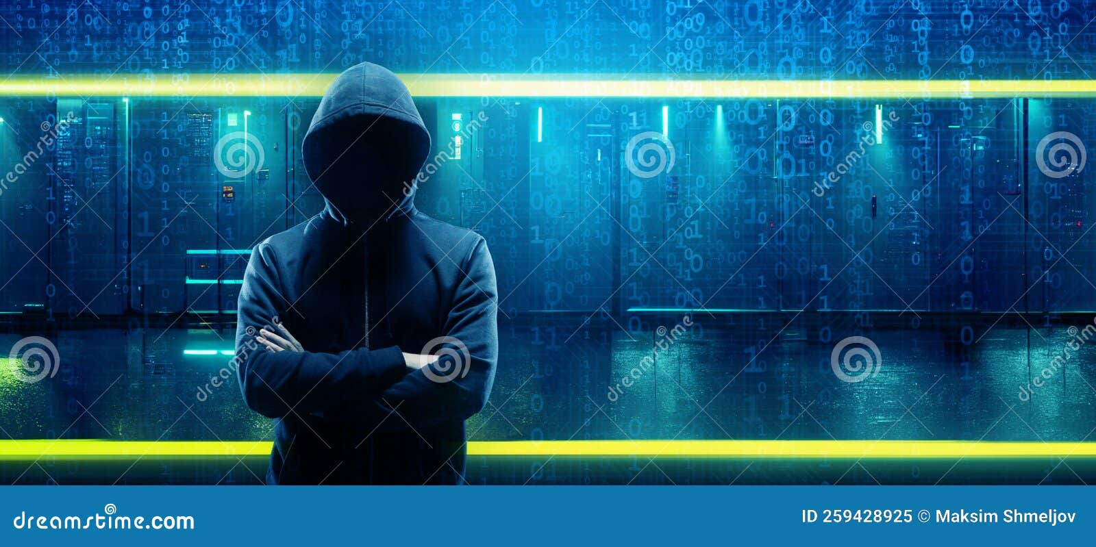 Wanted Hacker Is Coding Virus Ransomware Using Abstract Binary Code Cyberattack System