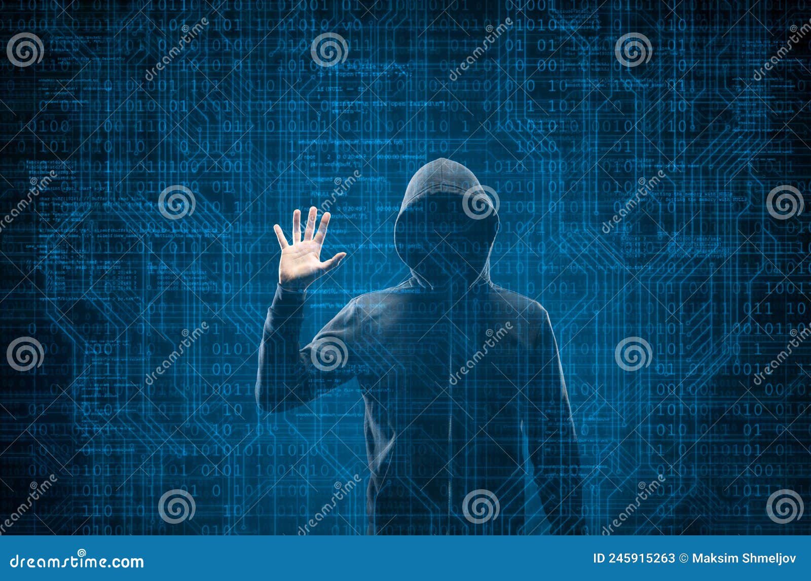 Wanted Hacker is Coding Virus Ransomware Using Abstract Binary Code ...