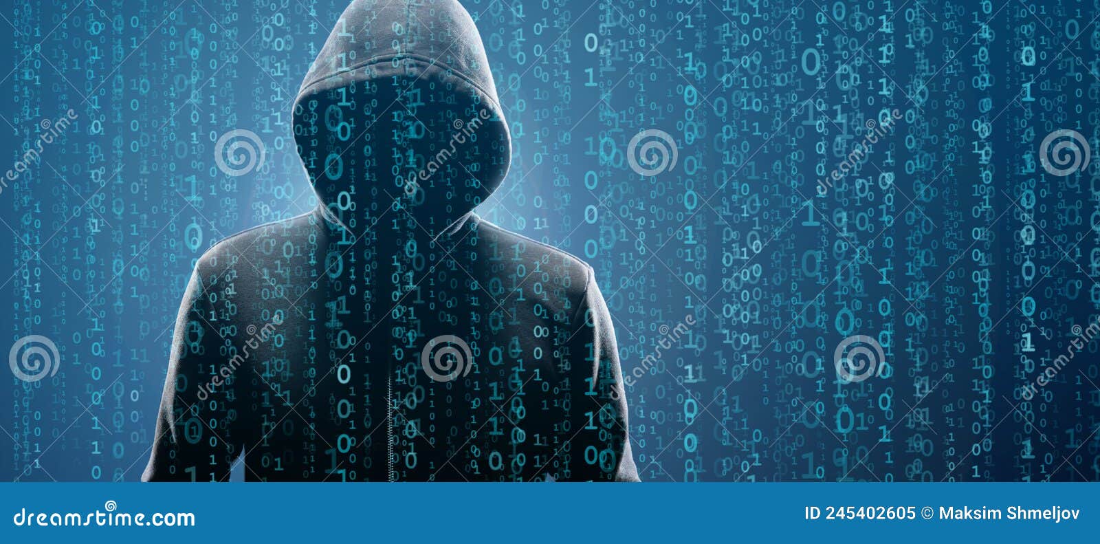 Wanted Hacker Is Coding Virus Ransomware Using Abstract Binary Code