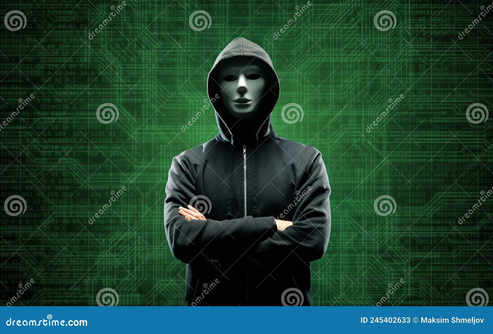 Wanted Hacker is Coding Virus Ransomware Using Abstract Binary Code. Cyberattack, System ...