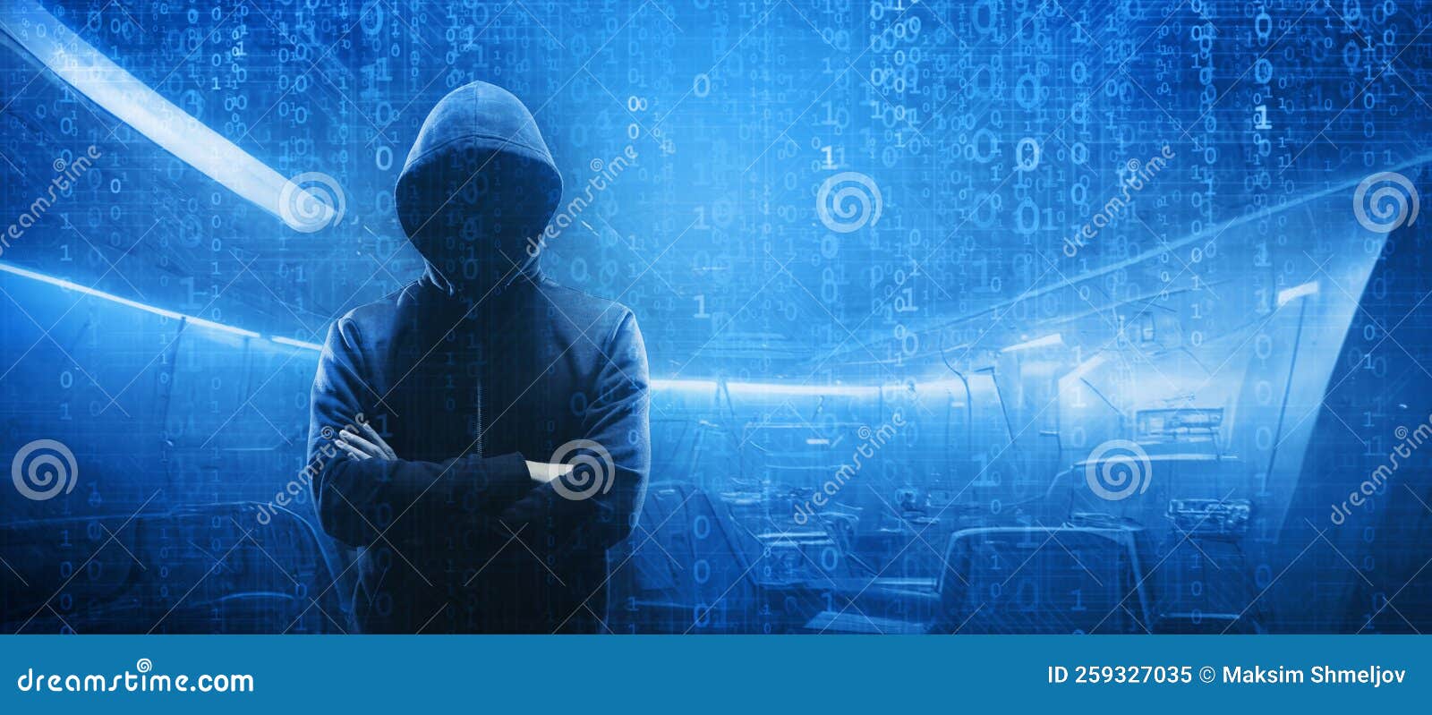 Wanted Hacker Is Coding Virus Ransomware Using Abstract Binary Code