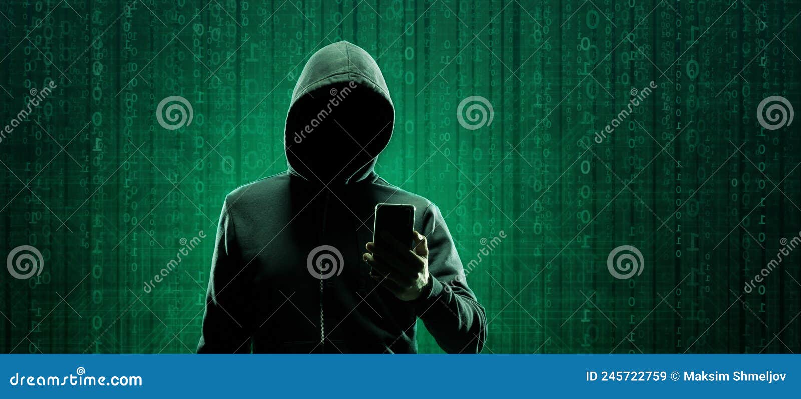 Wanted Hacker Is Coding Virus Ransomware Using Abstract Binary Code Cyberattack System