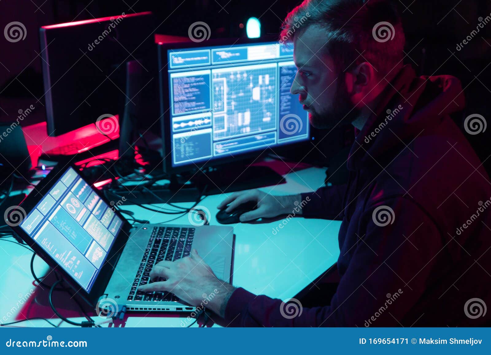 Wanted Hackers Coding Virus Ransomware Using Laptops and Computers in ...