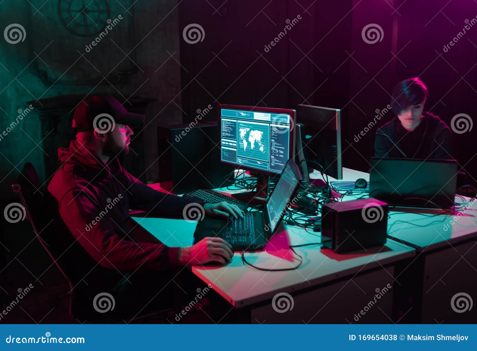 Wanted Hackers Coding Virus Ransomware Using Laptops and Computers in ...