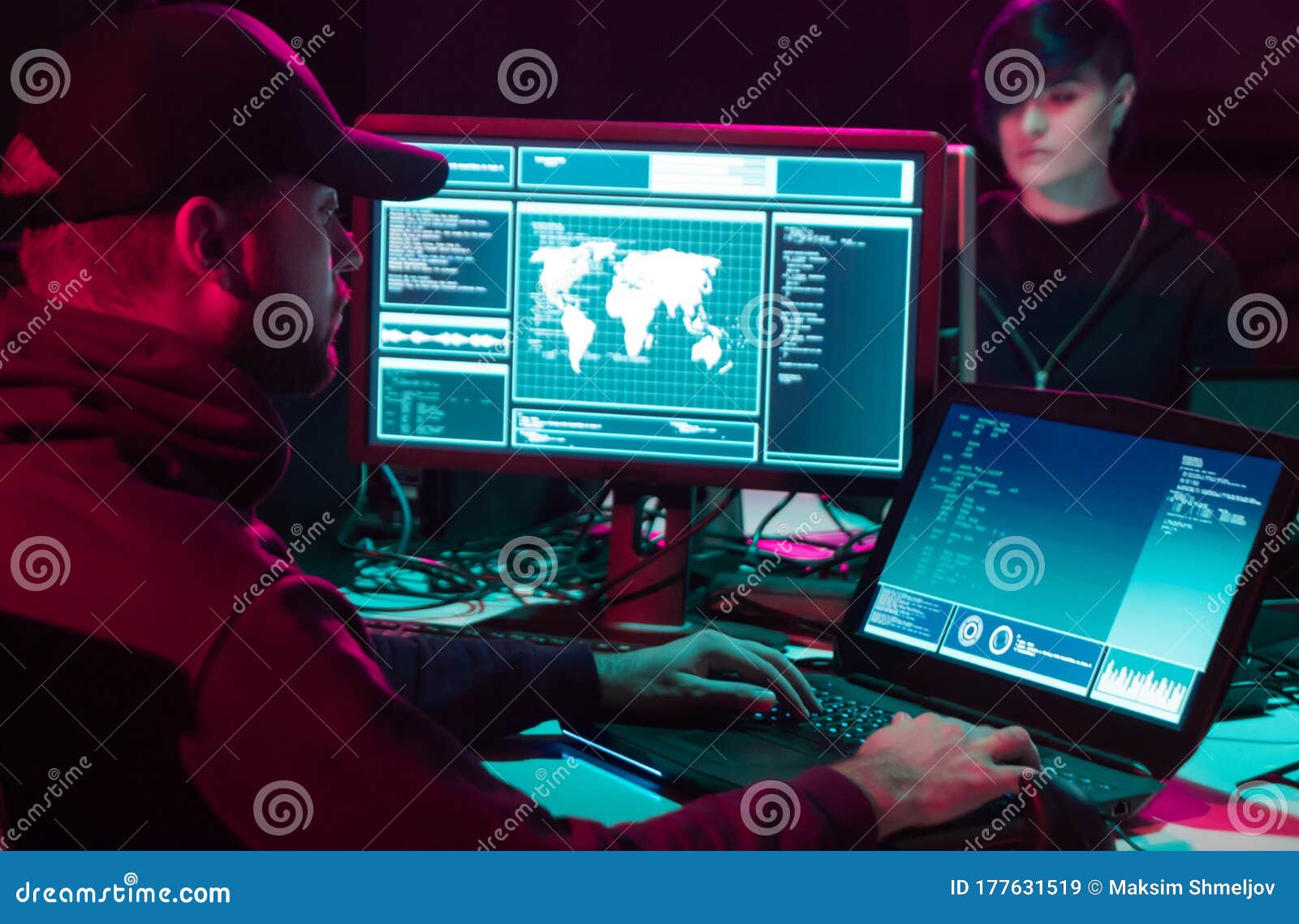 Wanted Hackers Coding Virus Ransomware Using Laptops and Computers in ...