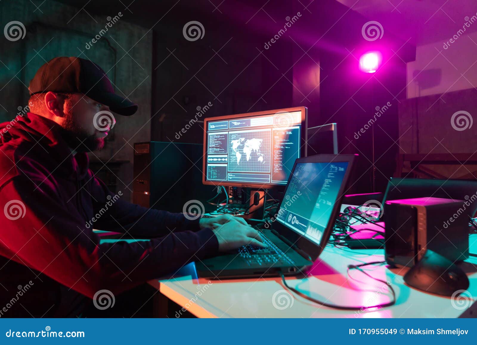 Wanted Hackers Coding Virus Ransomware Using Laptops and Computers in ...
