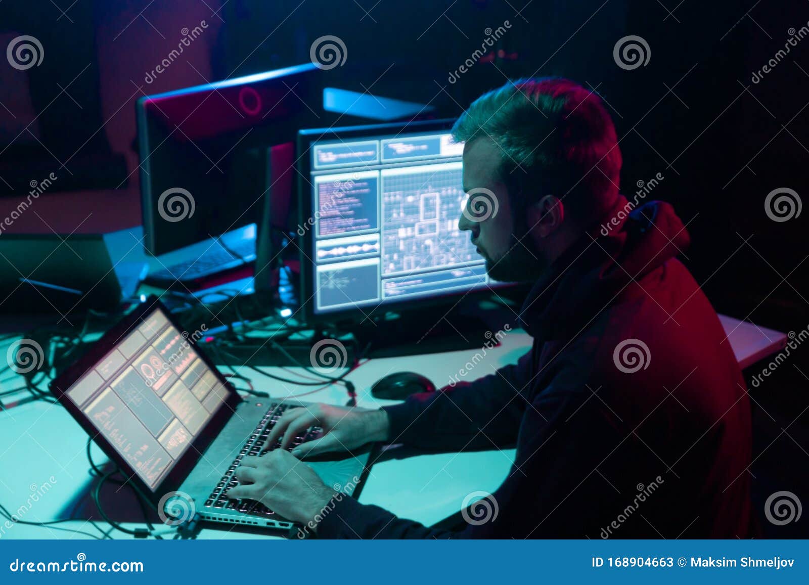 Wanted Hackers Coding Virus Ransomware Using Laptops And Computers ...