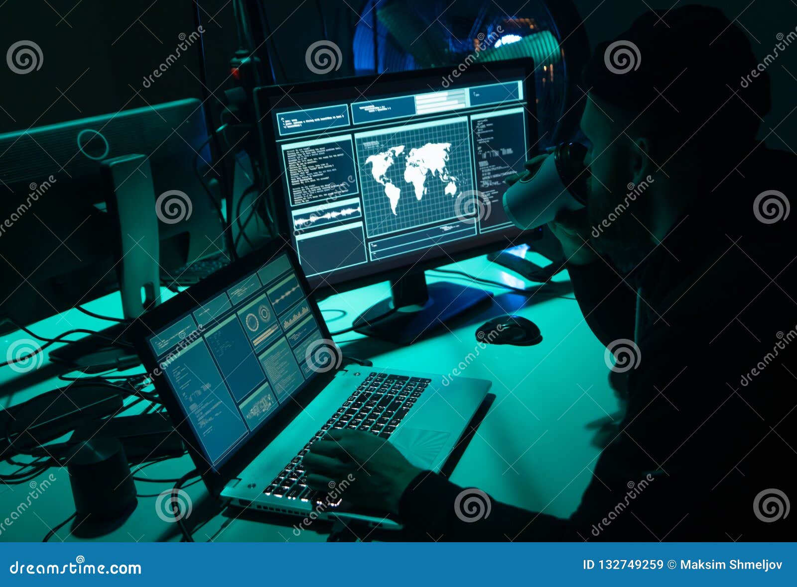 Wanted Hackers Coding Virus Ransomware Using Laptops And Computers ...