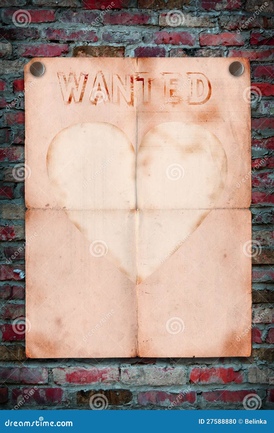 Wanted Love notice paper stock photo. Image of fragment - 27588880