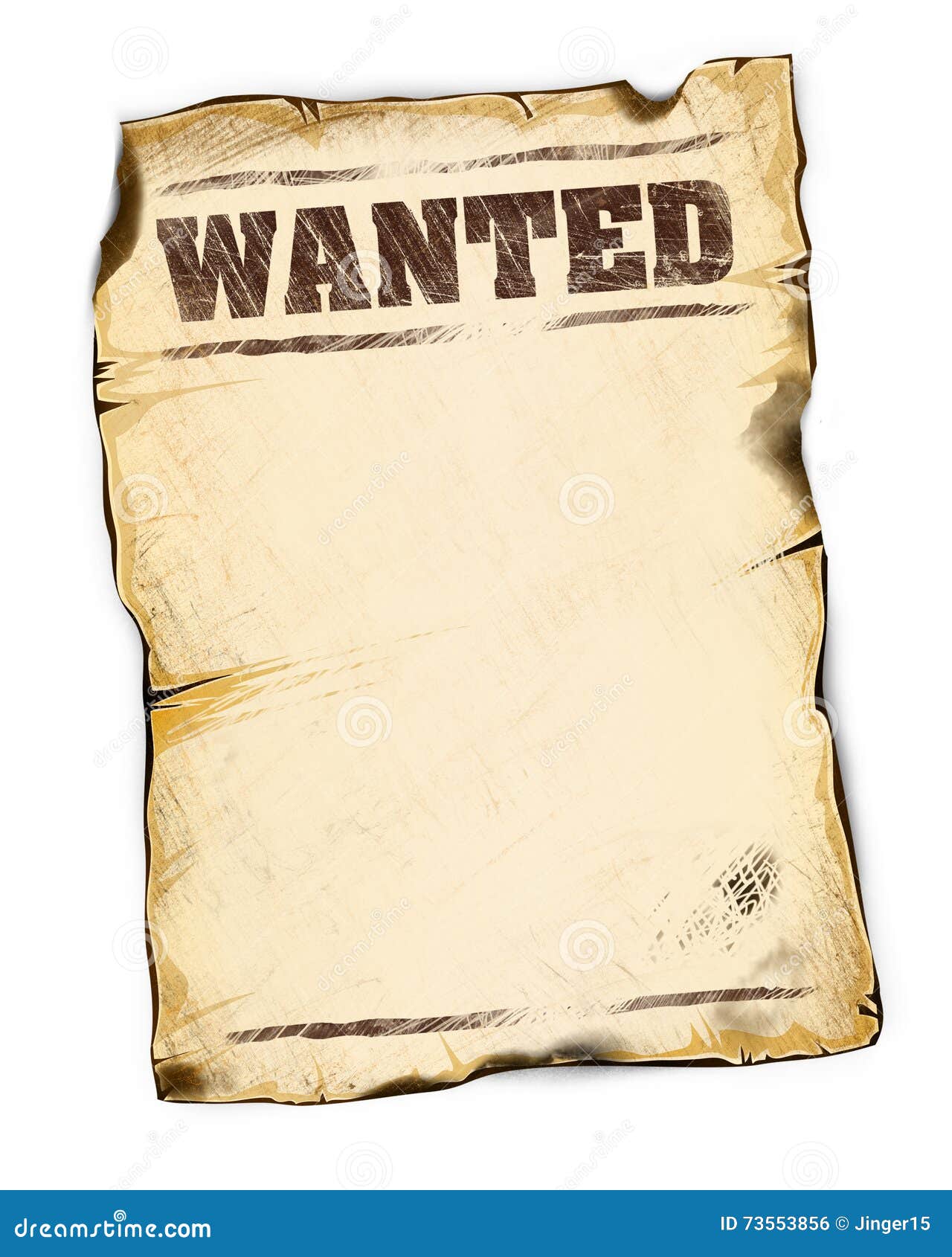 Wanted Poster Empty Isolated on White Background Stock Illustration ...