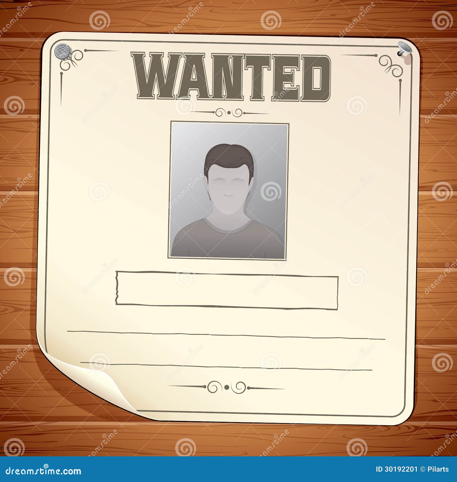 Wanted Poster on Wooden Wall. Vector Template Stock Vector ...