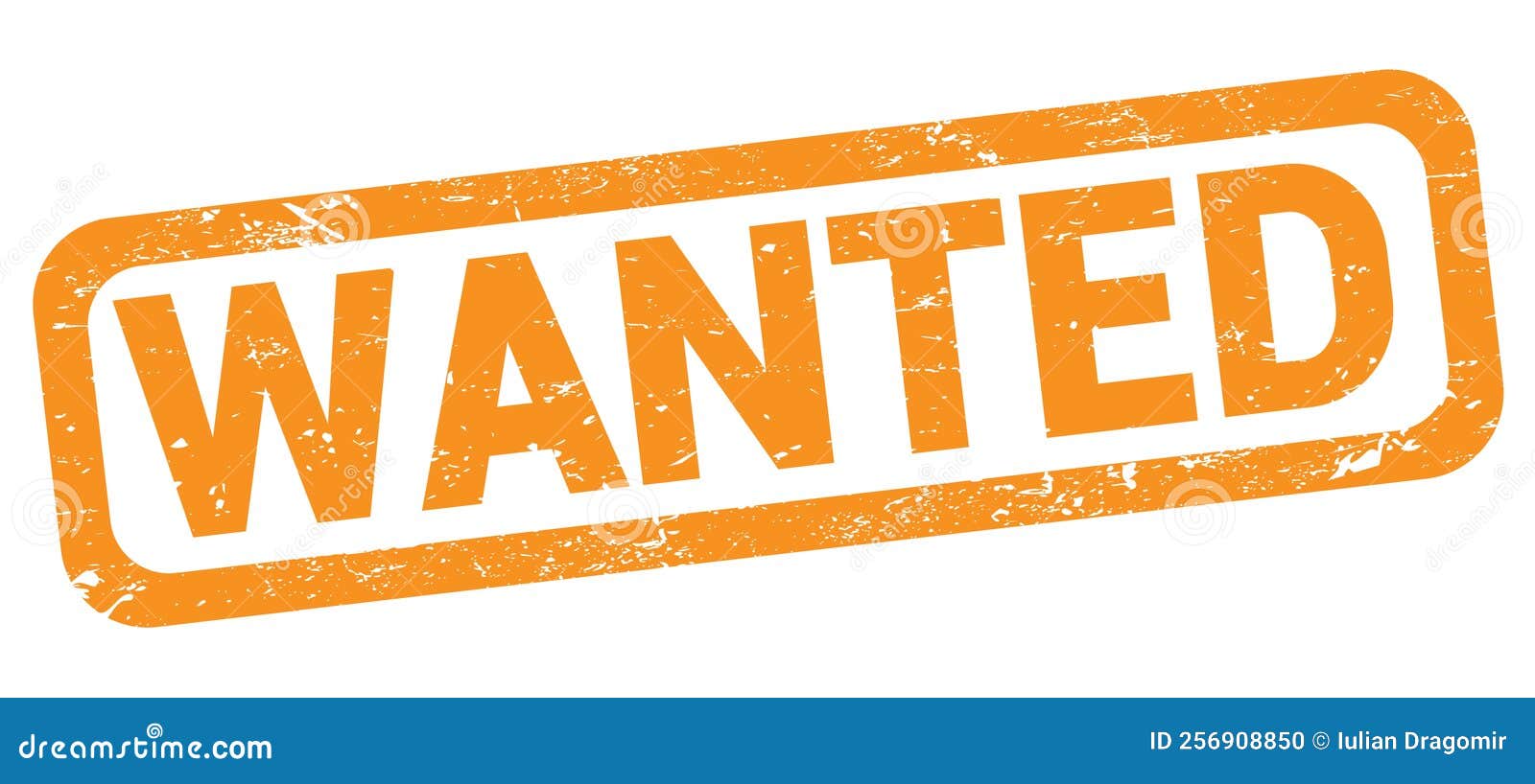 WANTED Text Written on Orange Rectangle Stamp Stock Illustration ...