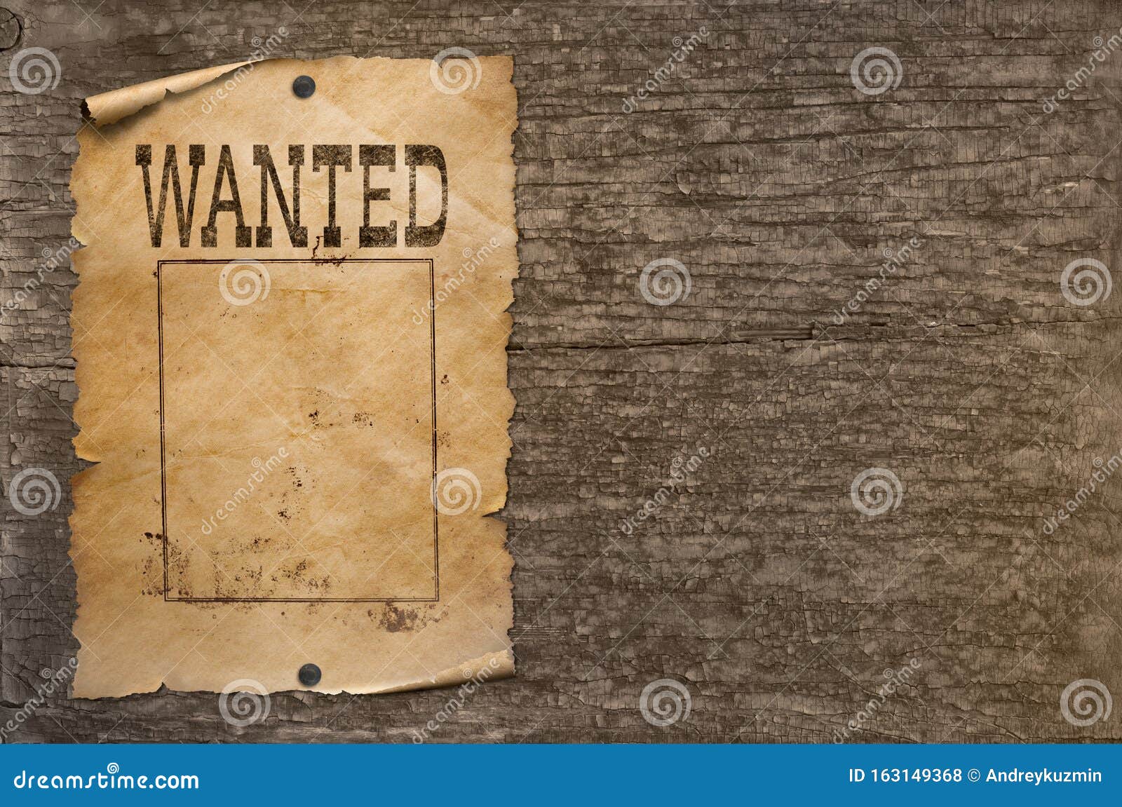 Wanted Wild West Poster on Wood Wall Stock Photo - Image of wood ...