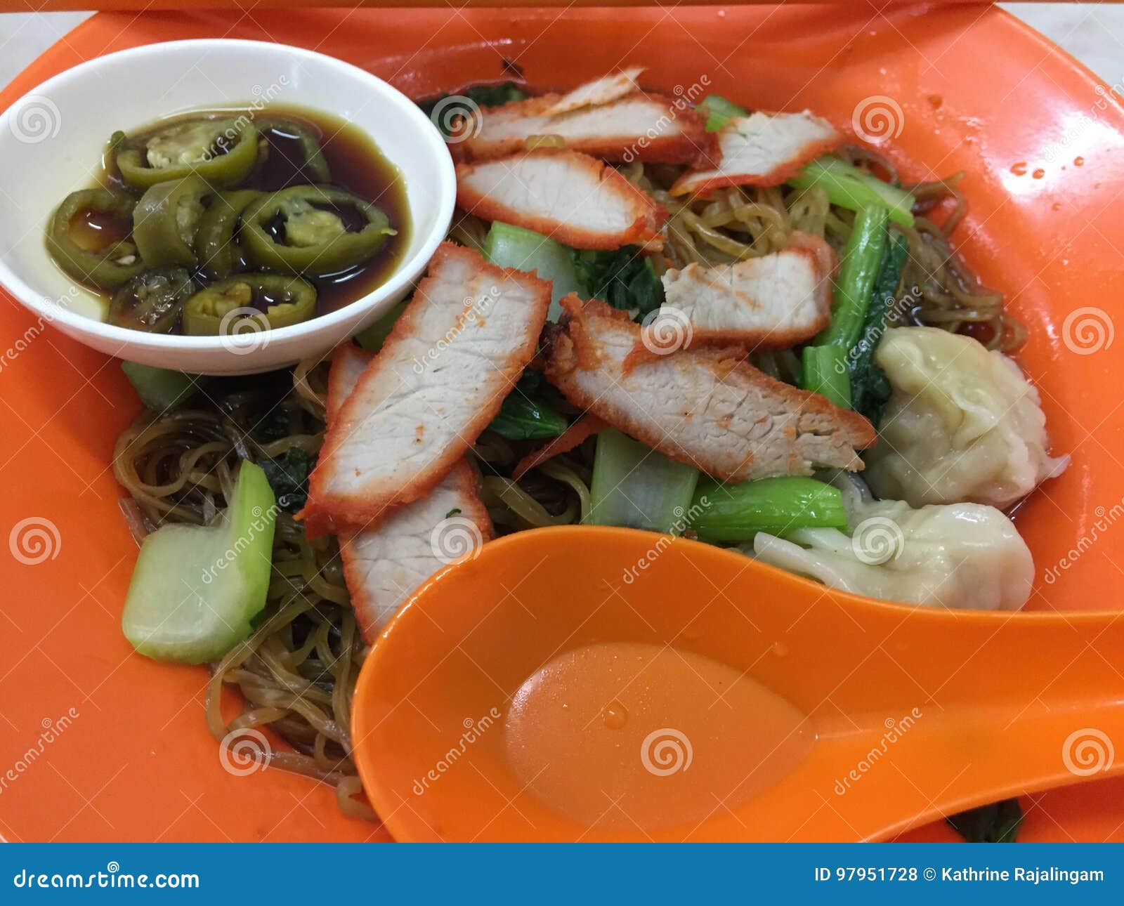 Wanton Noodles stock photo. Image of soup, dish, lunch - 97951728