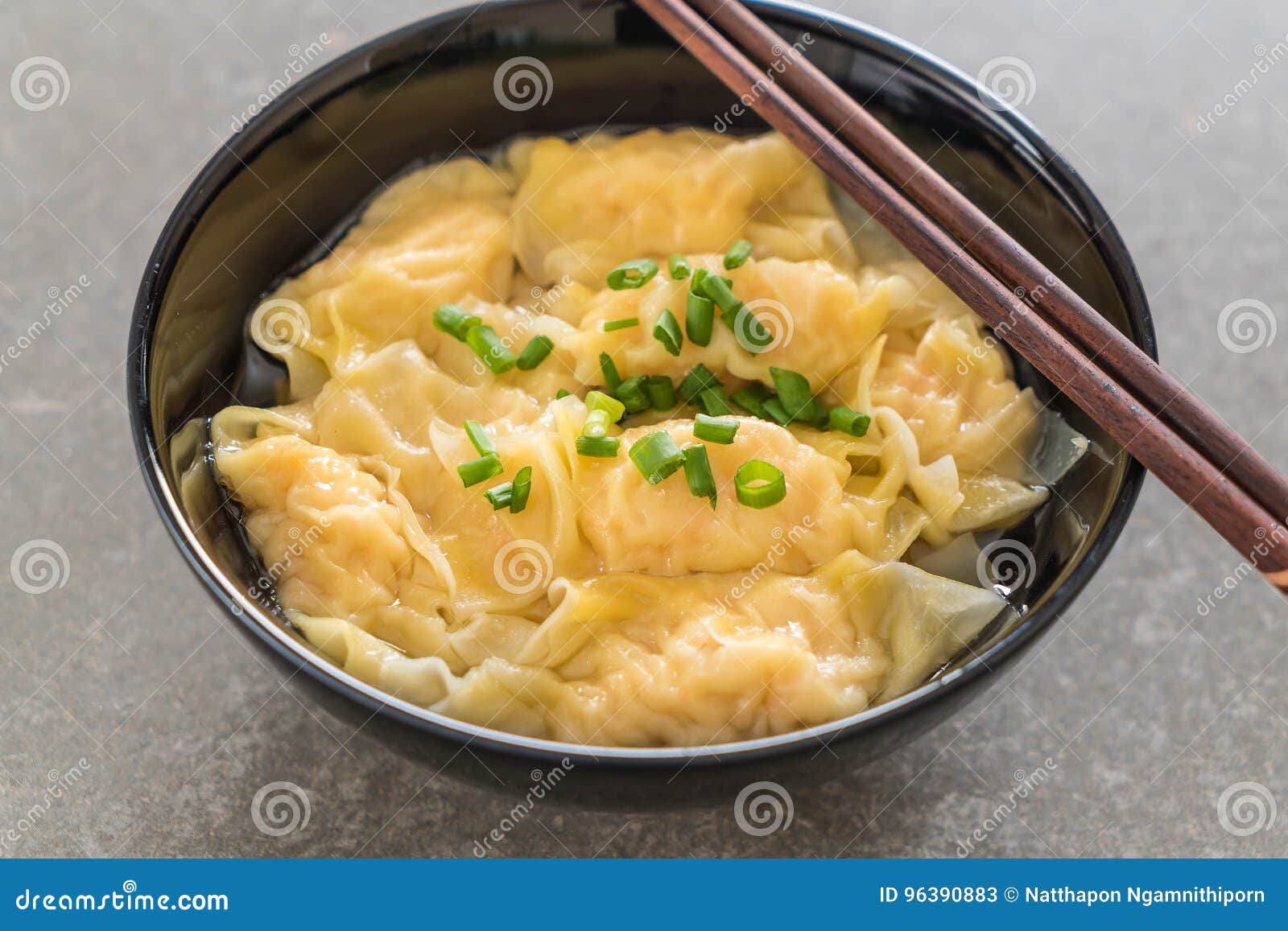 Wanton soup on table stock image. Image of pork, ethnic - 96390883