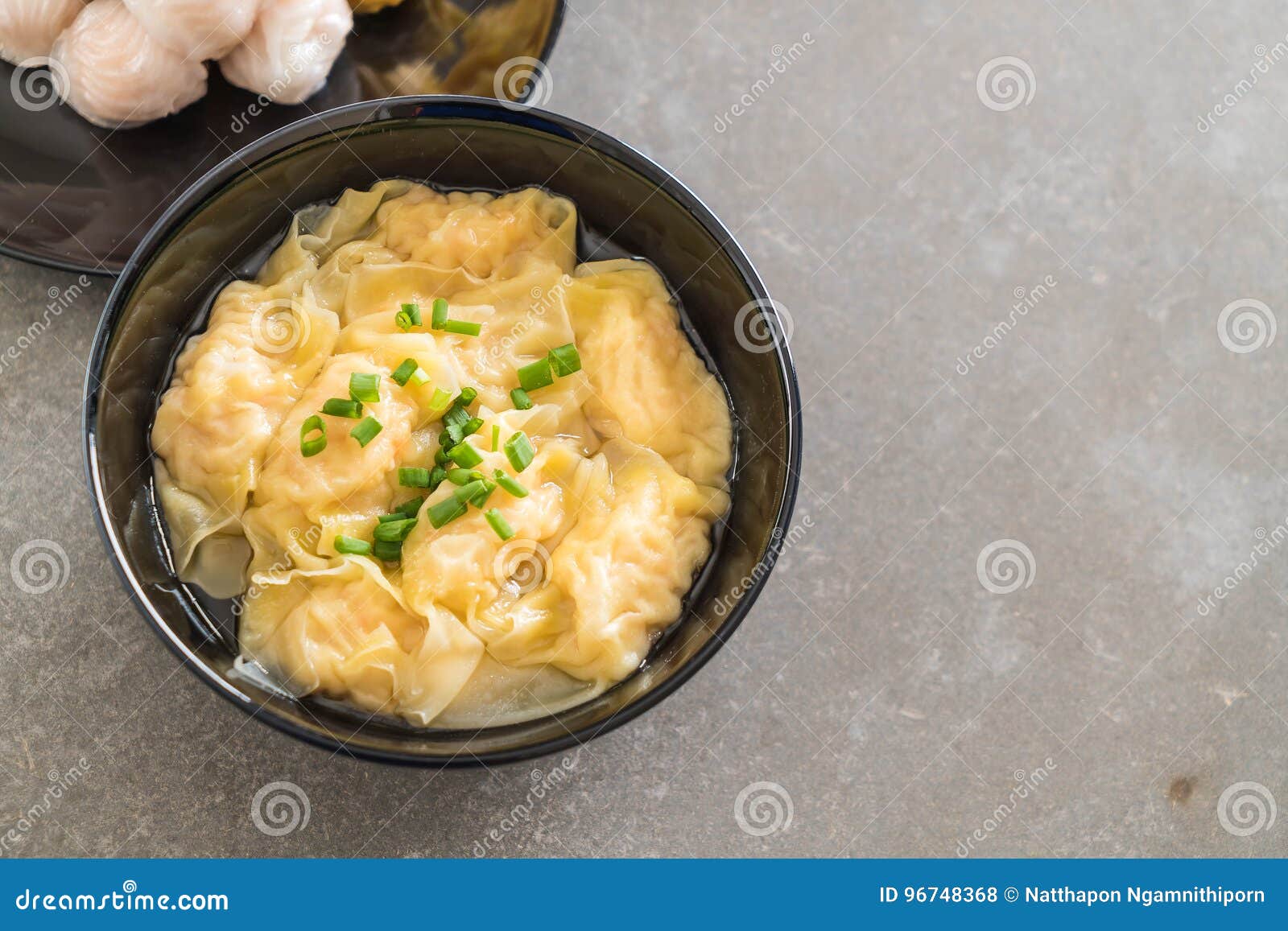 Wanton soup on table stock photo. Image of closeup, background - 96748368