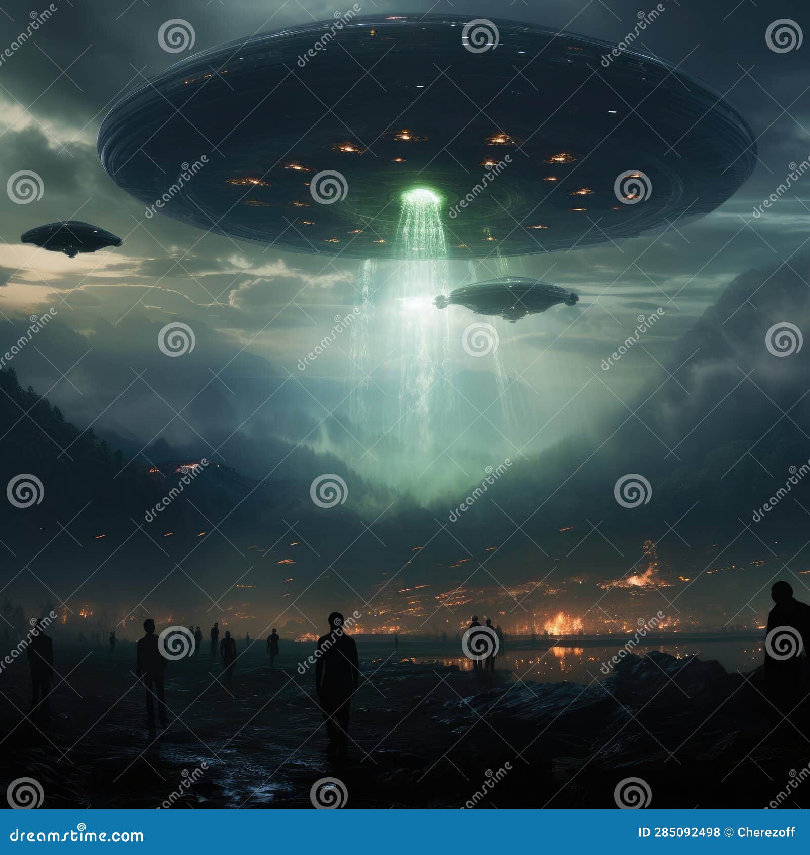 War with aliens stock illustration. Illustration of spaceship - 285092498